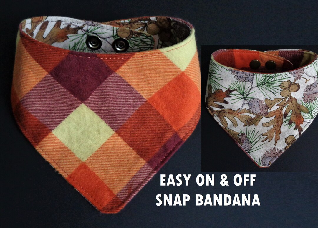 Dog Bandana Thanksgiving Dog Bandana Snap FLANNEL Plaid Dog Bandana ...