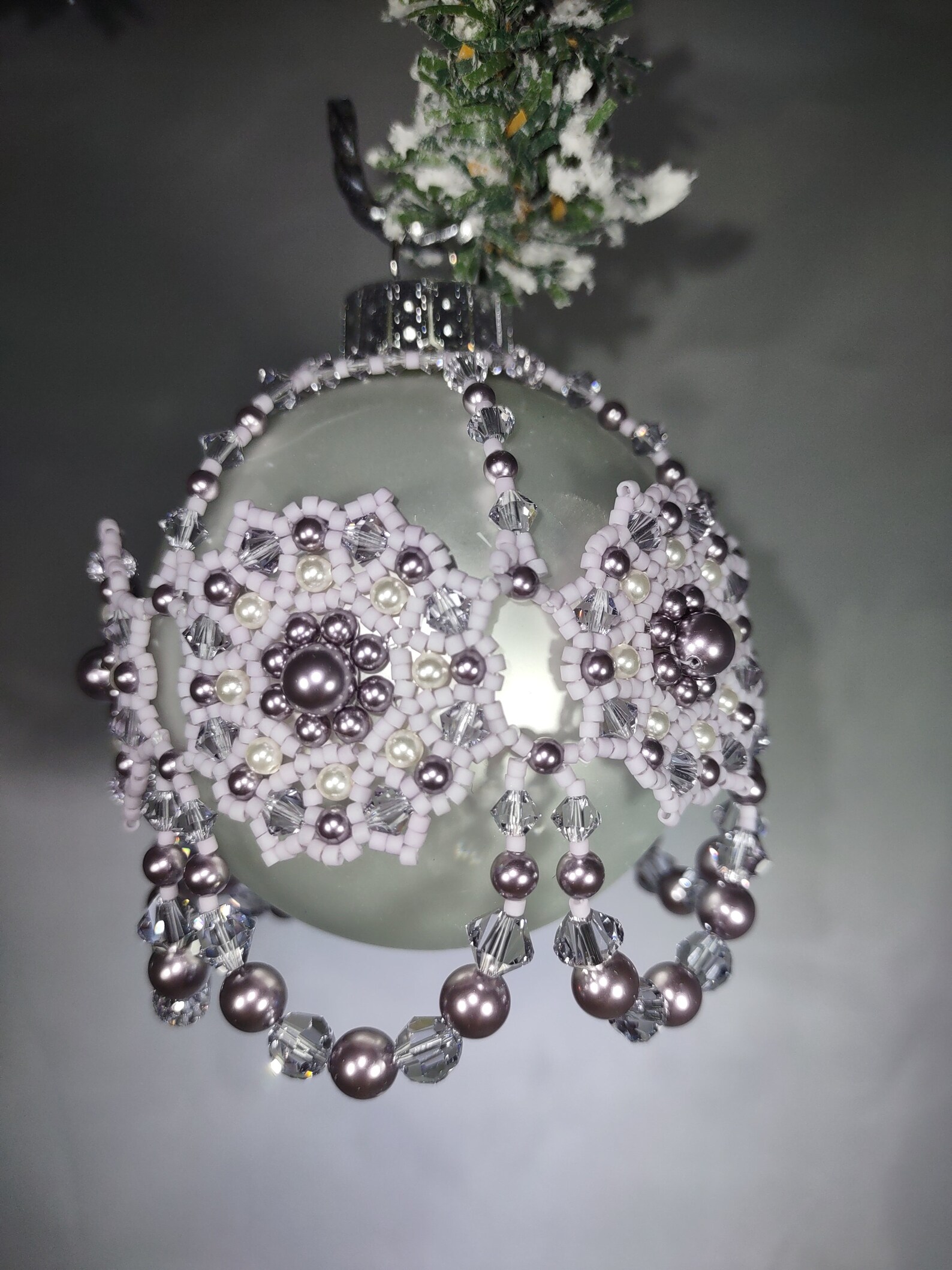 Swarovski Smokey Mauve Crystals, Mauve and White Pearls Surrounded by ...