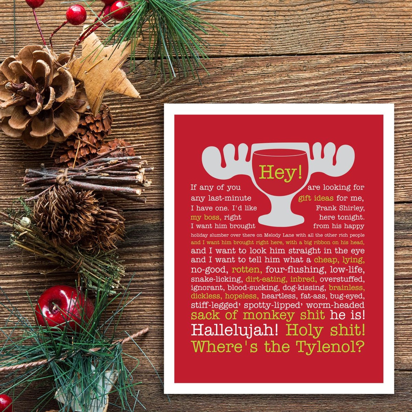 National Lampoon's Christmas Vacation Print Clark's Rant Hallelujah ...