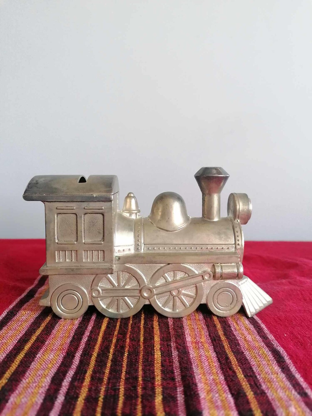 Piggy Bank, Metal Train Bank; Train Piggy Bank; Vintage Metal Money ...