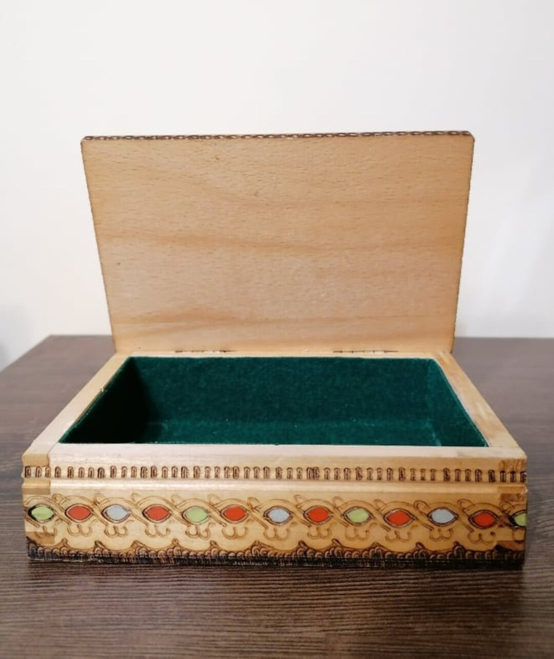 Hand Painted Box, Burnt Wooden Box, Vintage Wooden Box, Wooden Box ...