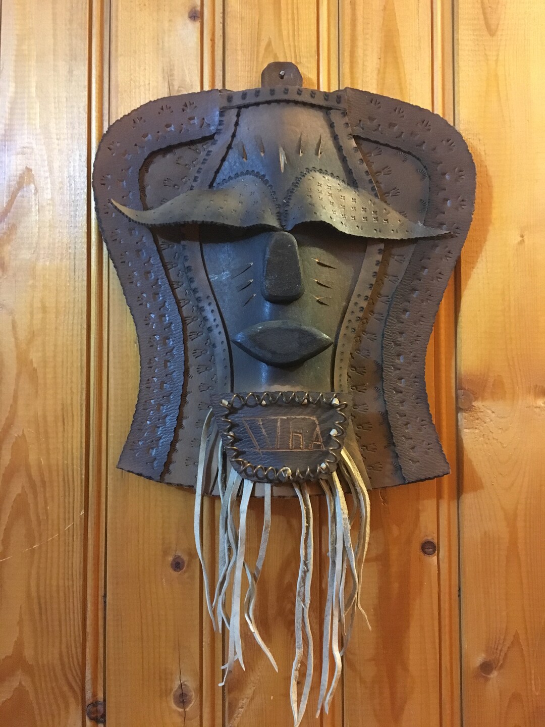 Leather Wall Mask, Wall Art, Handmade, Home Decor, Leather Mask, Mask ...