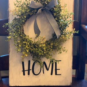 Farmhouse Home Sign With Wreath - Etsy