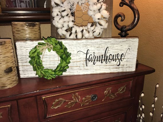 Farmhouse sign with wreath | Etsy