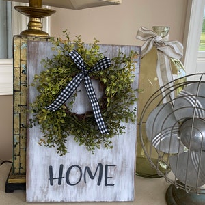 Farmhouse Home Sign With Wreath - Etsy