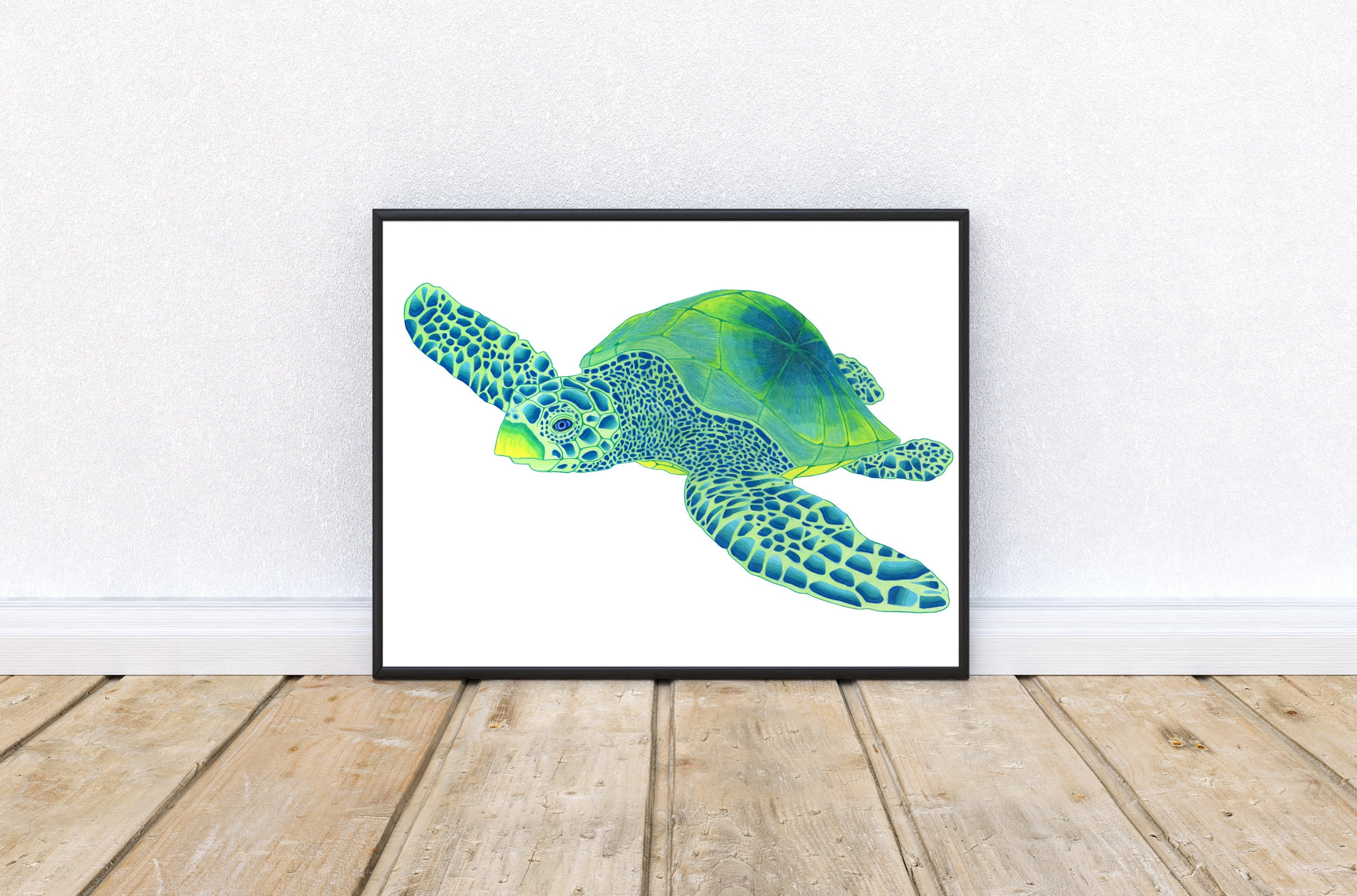Drawing Print Sea Turtle - Etsy