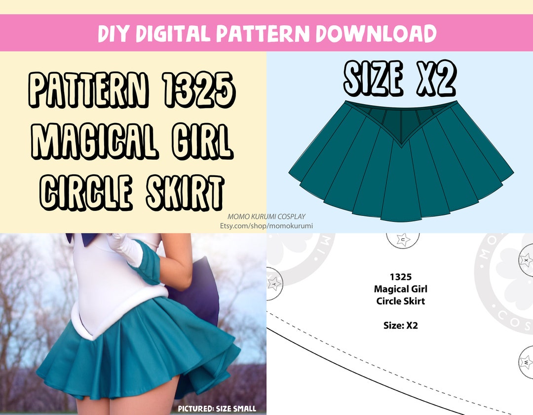 DIY Magical Girl Circle Skirt Pattern size X2 - Etsy