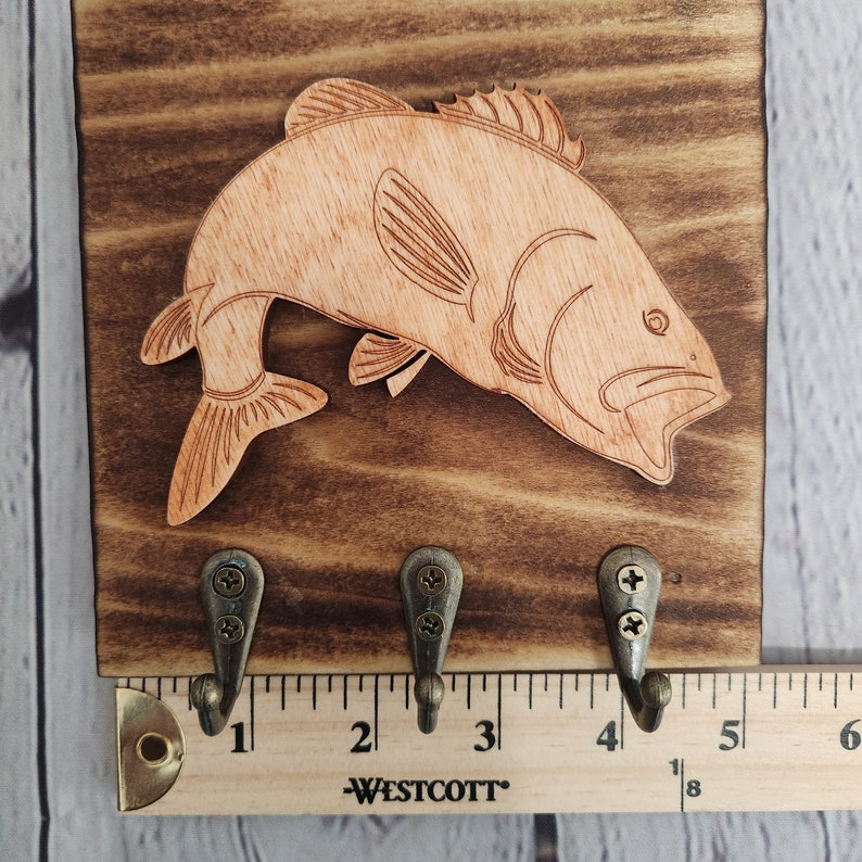 Bass Key Holder Rustic Wood Wall Hanging Key Holder Fishing Wall Decor ...
