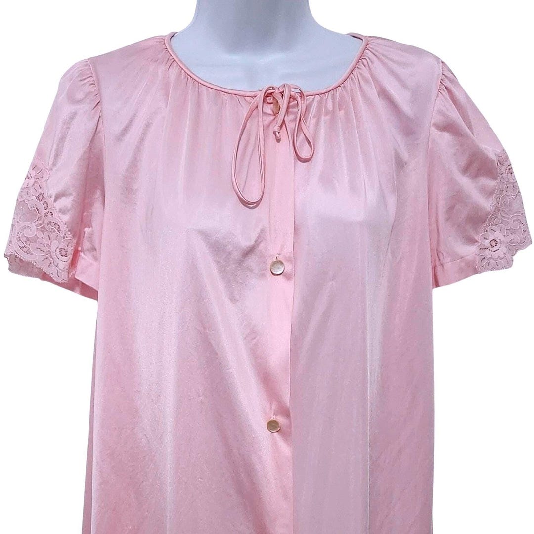 Vintage Lorraine Pink Button Front House Dress Cottagecore Retro ...