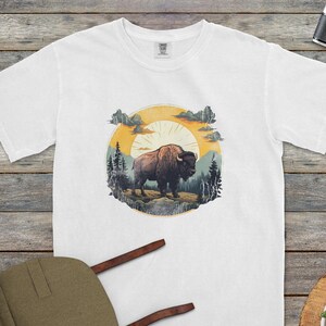 Bison Shirt, Comfort Colors Tee, Graphic Buffalo Tshirt, Vintage ...