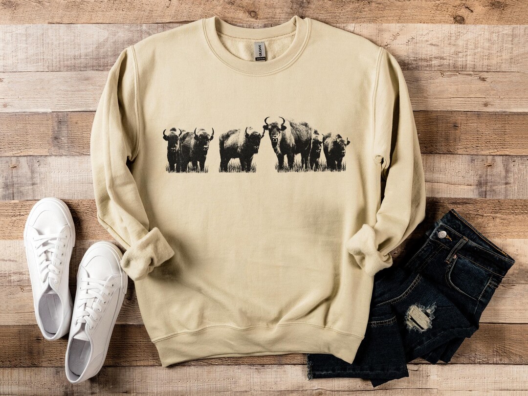 Bison Sweatshirt - Buffalo Graphic Shirt - Perfect Outdoor Adventure ...