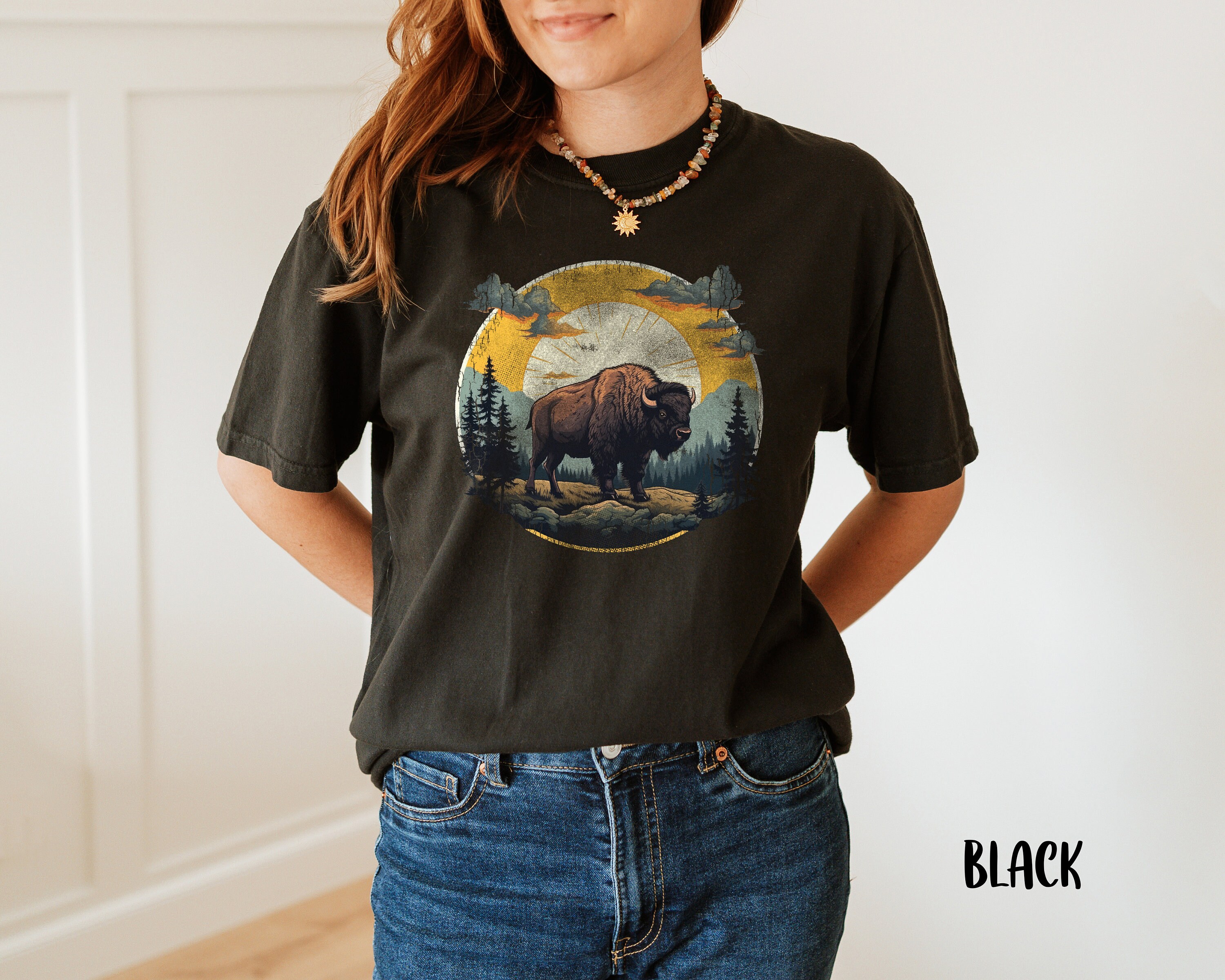 Bison Shirt, Comfort Colors Tee, Graphic Buffalo Tshirt, Vintage ...