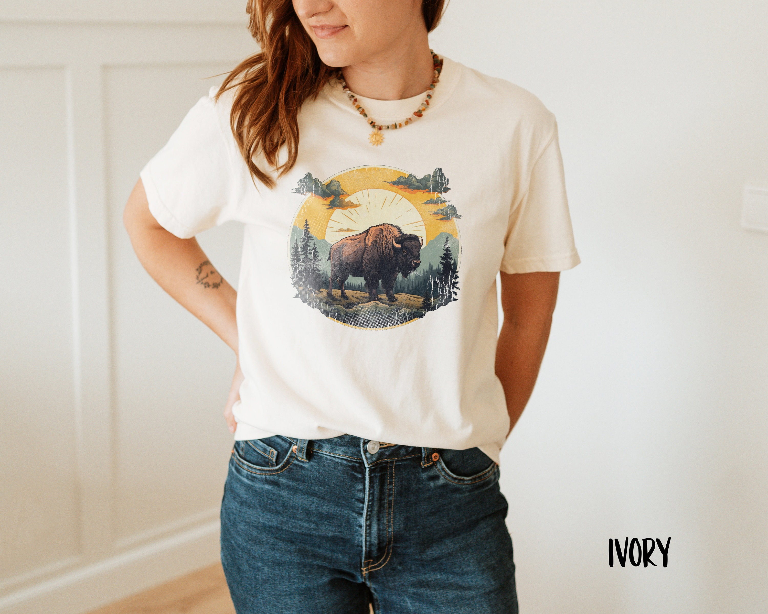 Bison Shirt, Comfort Colors Tee, Graphic Buffalo Tshirt, Vintage ...