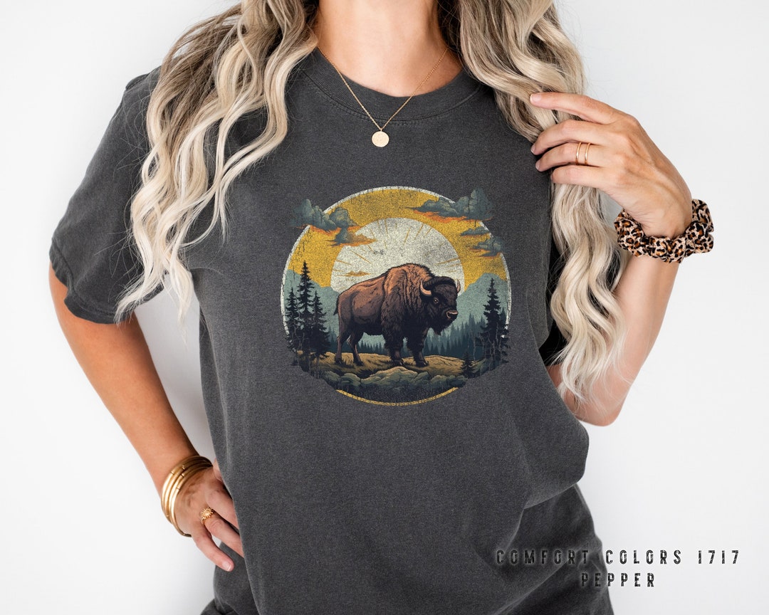 Bison Shirt, Comfort Colors Tee, Graphic Buffalo Tshirt, Vintage ...