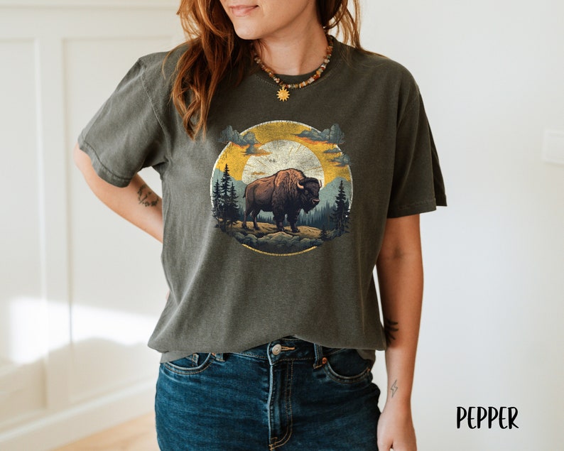 Bison Shirt Comfort Colors Tee Graphic Buffalo Tshirt - Etsy