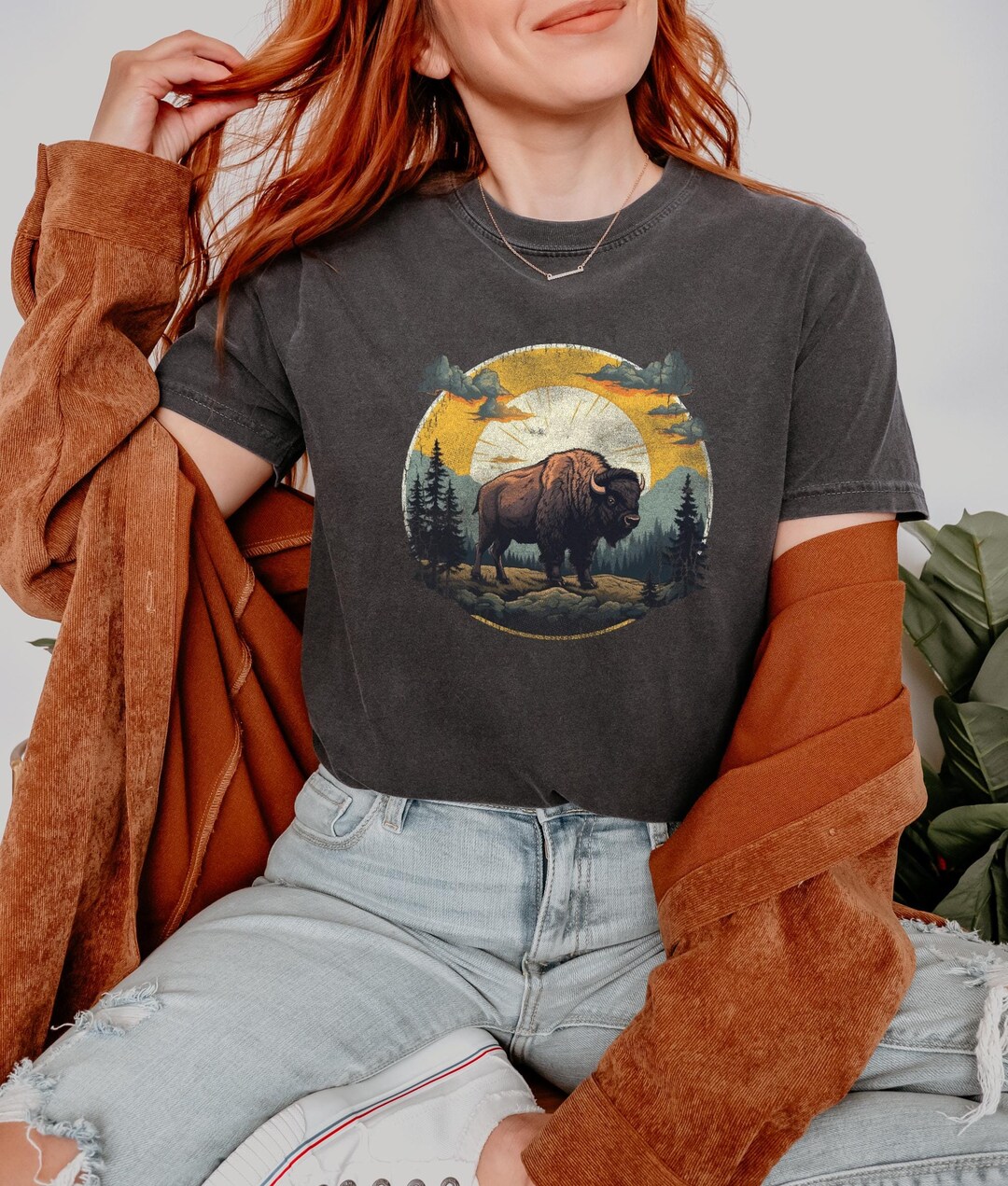 Bison Shirt, Comfort Colors Tee, Graphic Buffalo Tshirt, Vintage ...