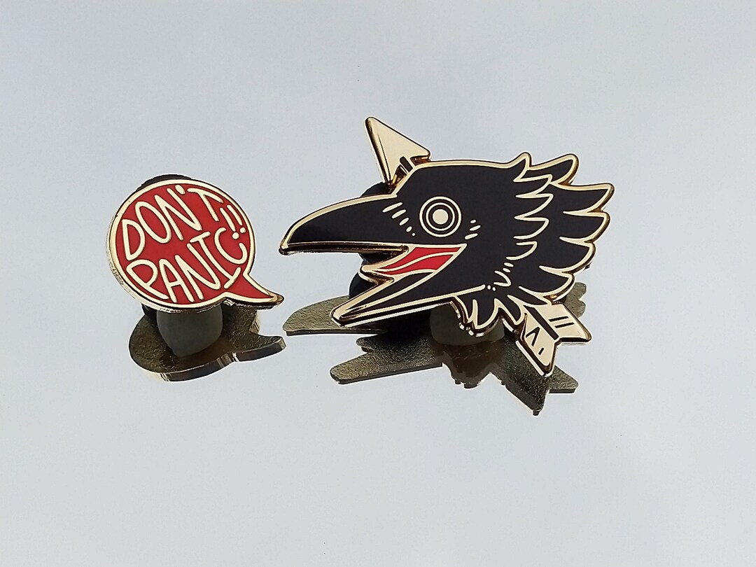Don't Panic Crow Raven Hard Enamel Pin Set - Etsy