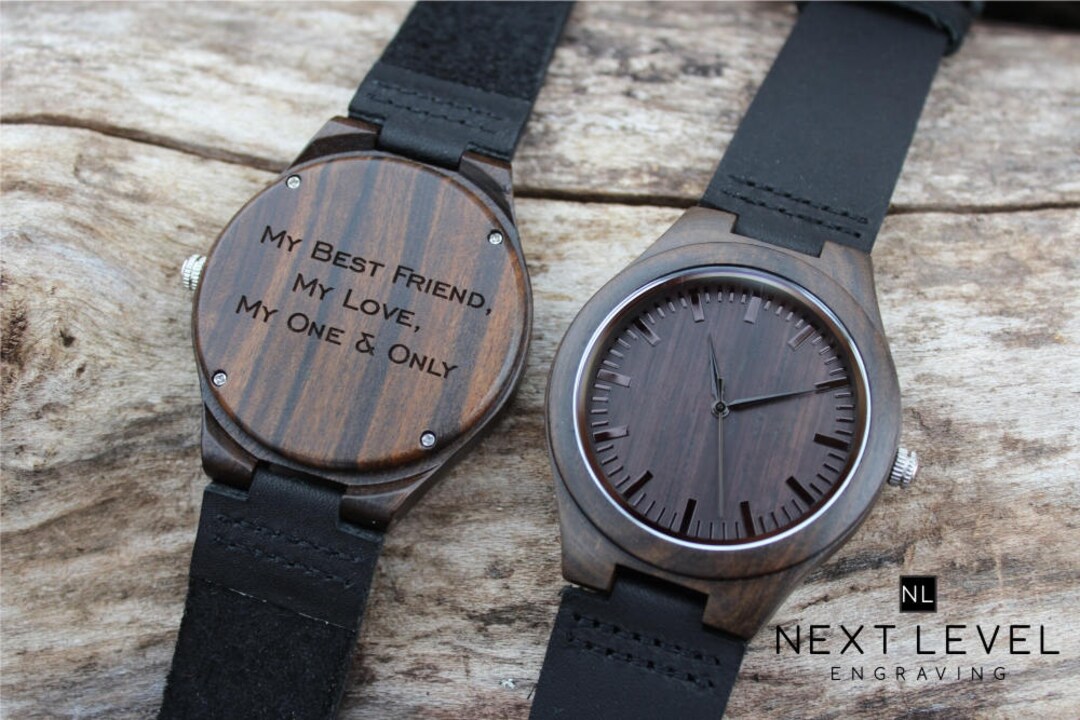 Mens Watch Christmas Gift for Husband Gift for Him Engraved Mens Wooden ...