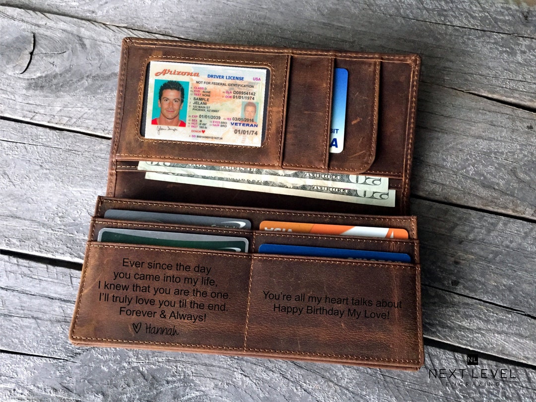 Personalized Mens Leather Bifold Wallet: RFID Blocking, Christmas Gift ...