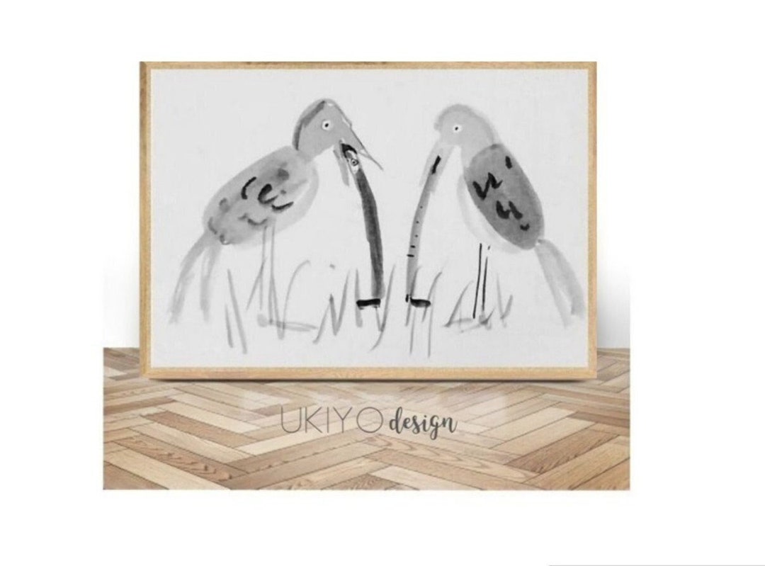 Funny Bird Art Print: Ukiyoillustration, Humorous Wall Decor (digital ...