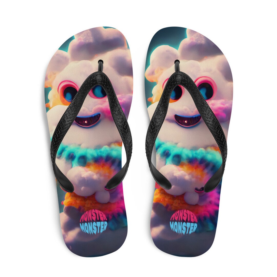 Rainbow Marshmallow Monster Flip-flops - Etsy