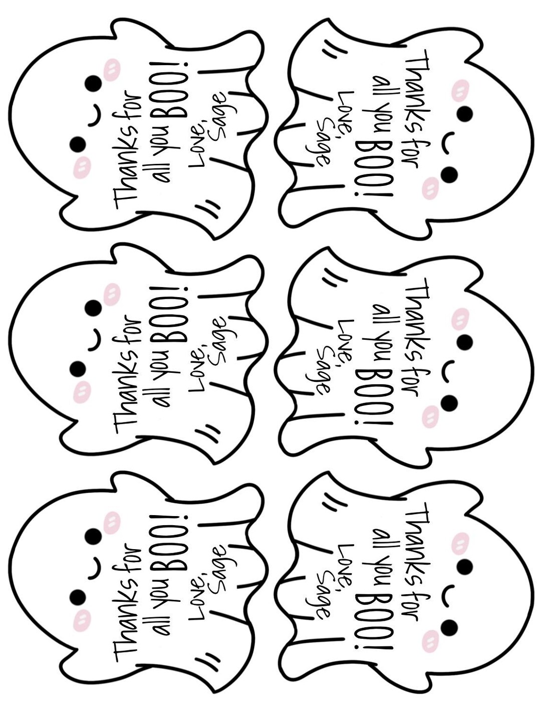 Halloween Cute Ghost Gift Tags thanks for All You Boo - Etsy