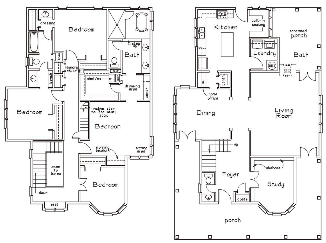 Custom Architectural Drafting Service -example Floor Plans and ...