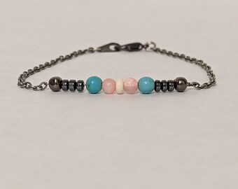 Transgender Pride Flag Star Beaded Gemstone Bracelet - Etsy