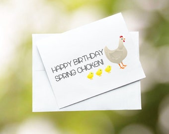 JE347 Still A Spring Chicken Happy Birthday Card - Etsy