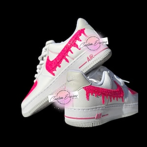 Custom Drip Women's Nike Air Force 1 White Sneakers Blinged W/ Glass ...