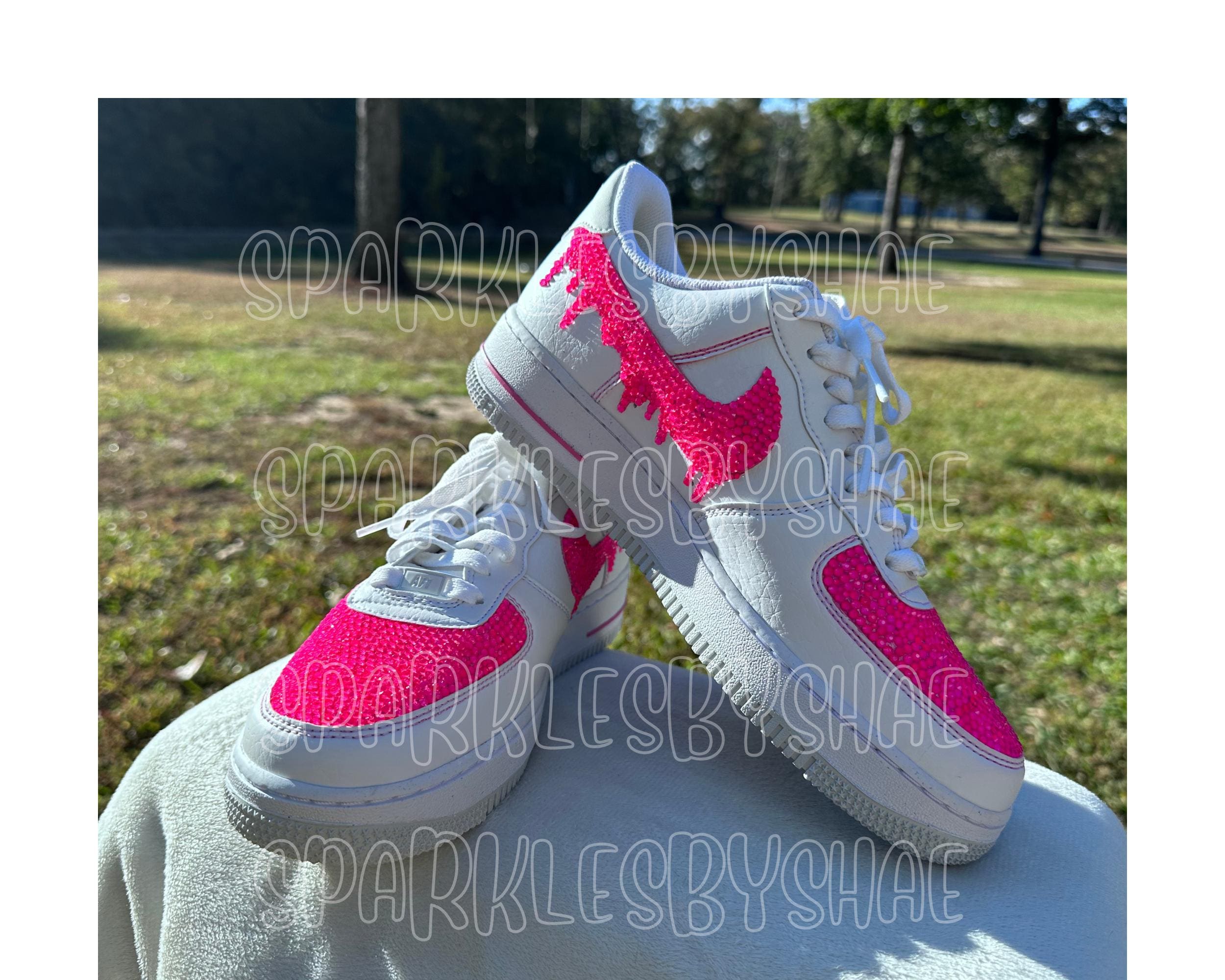 Custom Drip Women's Nike Air Force 1 White Sneakers Blinged W/ Glass ...