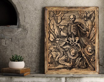 Memento Mori Skeleton Poster Medieval Art Occult Poster | Etsy