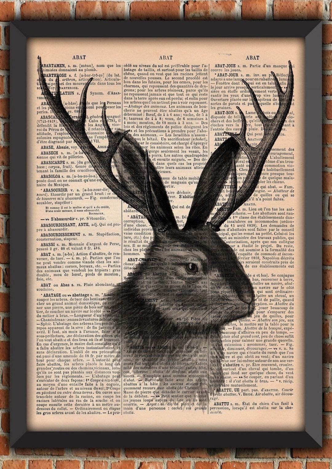 Jackalope Poster, Wolpertinger Art Print, Imaginary Animal, Horned ...