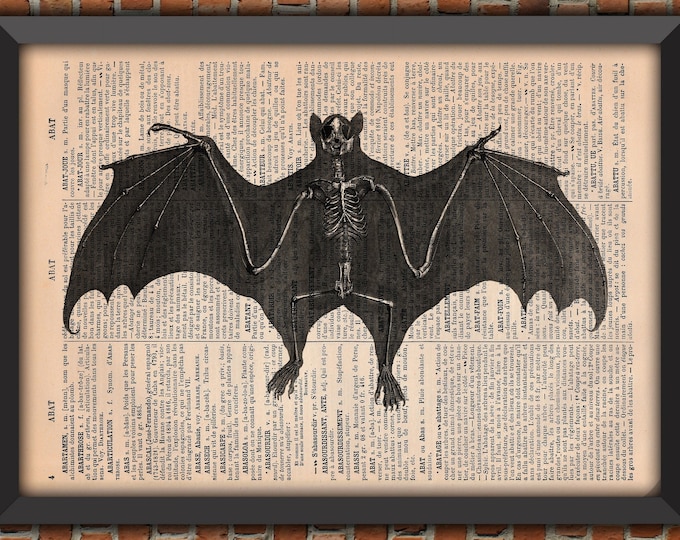 Print Bat Skeleton Dark Gothic Odd Scary Witch Artwork Spooky - Etsy