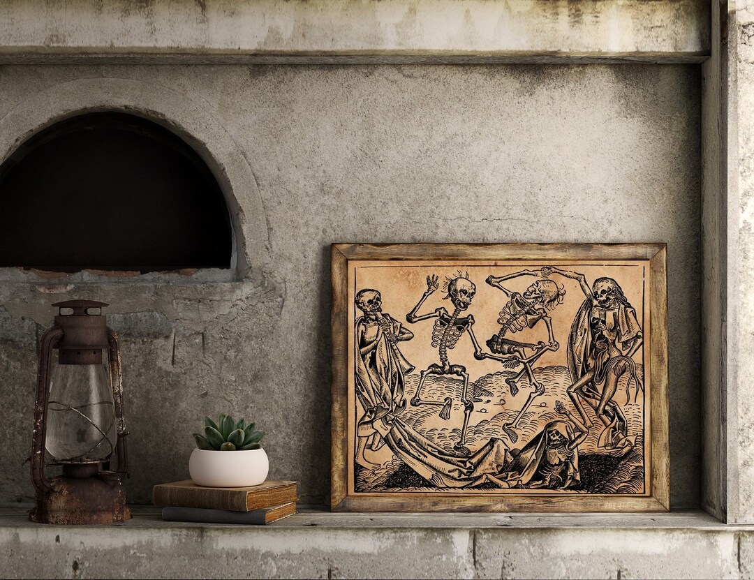 Dancing Skeleton, Memento Mori, Skeleton Poster, Medieval Art, Occult ...