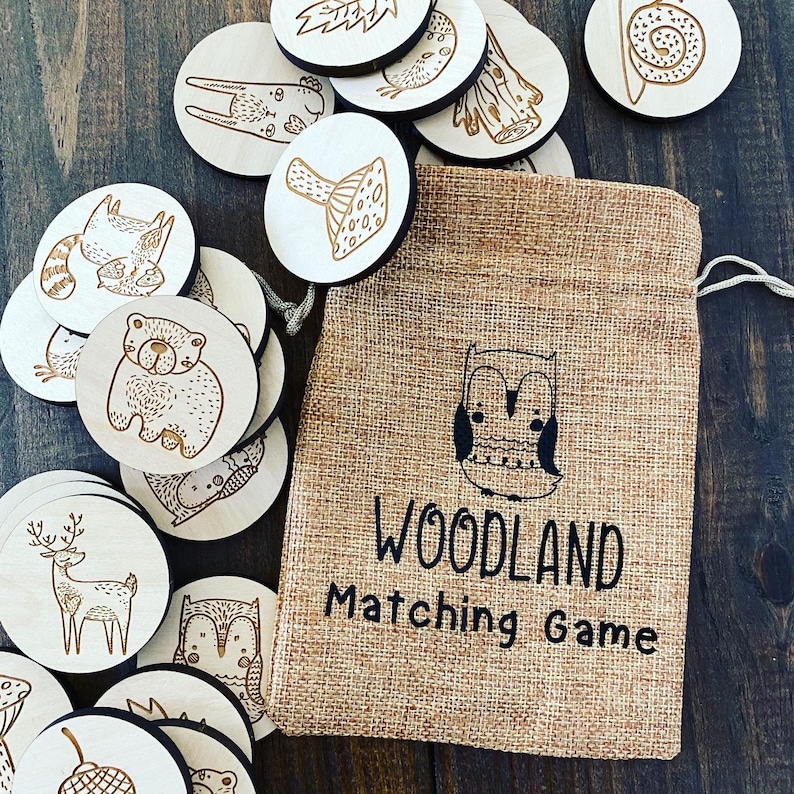 Woodland Themed Memory Matching Game Kids Game Matching - Etsy