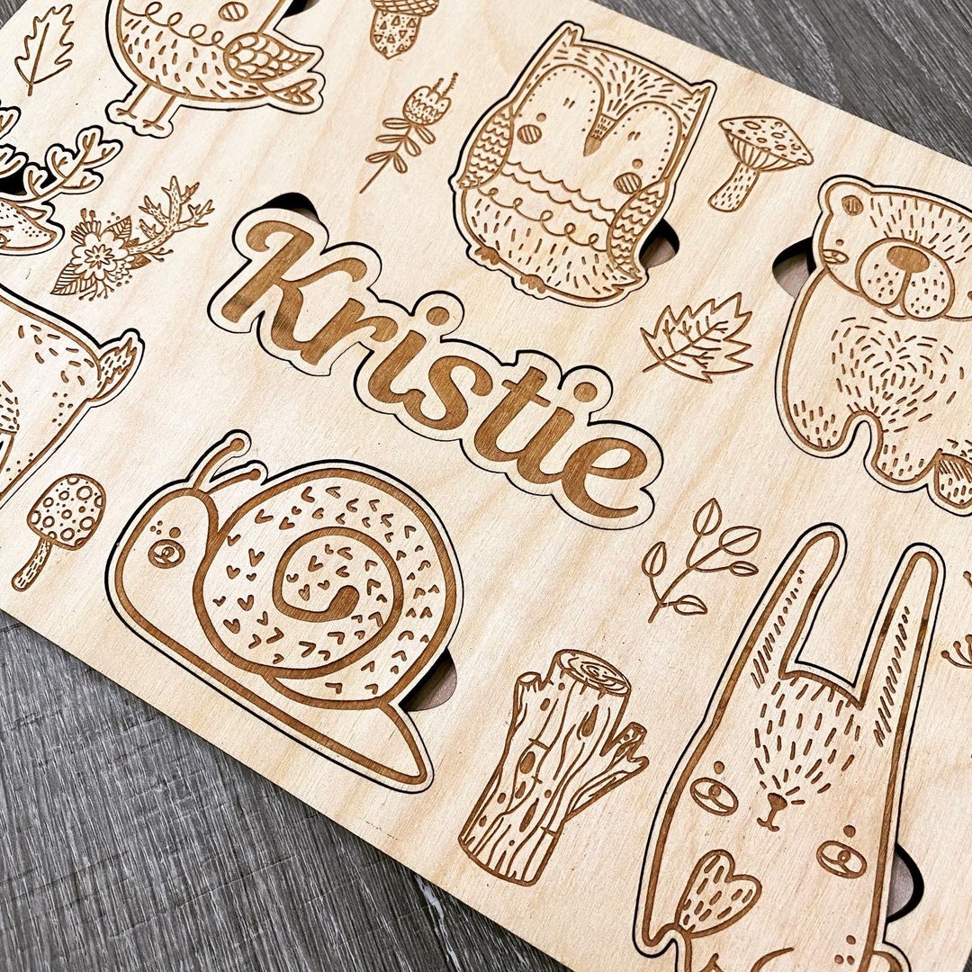 Woodland Themed Personalized Puzzle, Wood Puzzle, Name Puzzle, Woodland ...