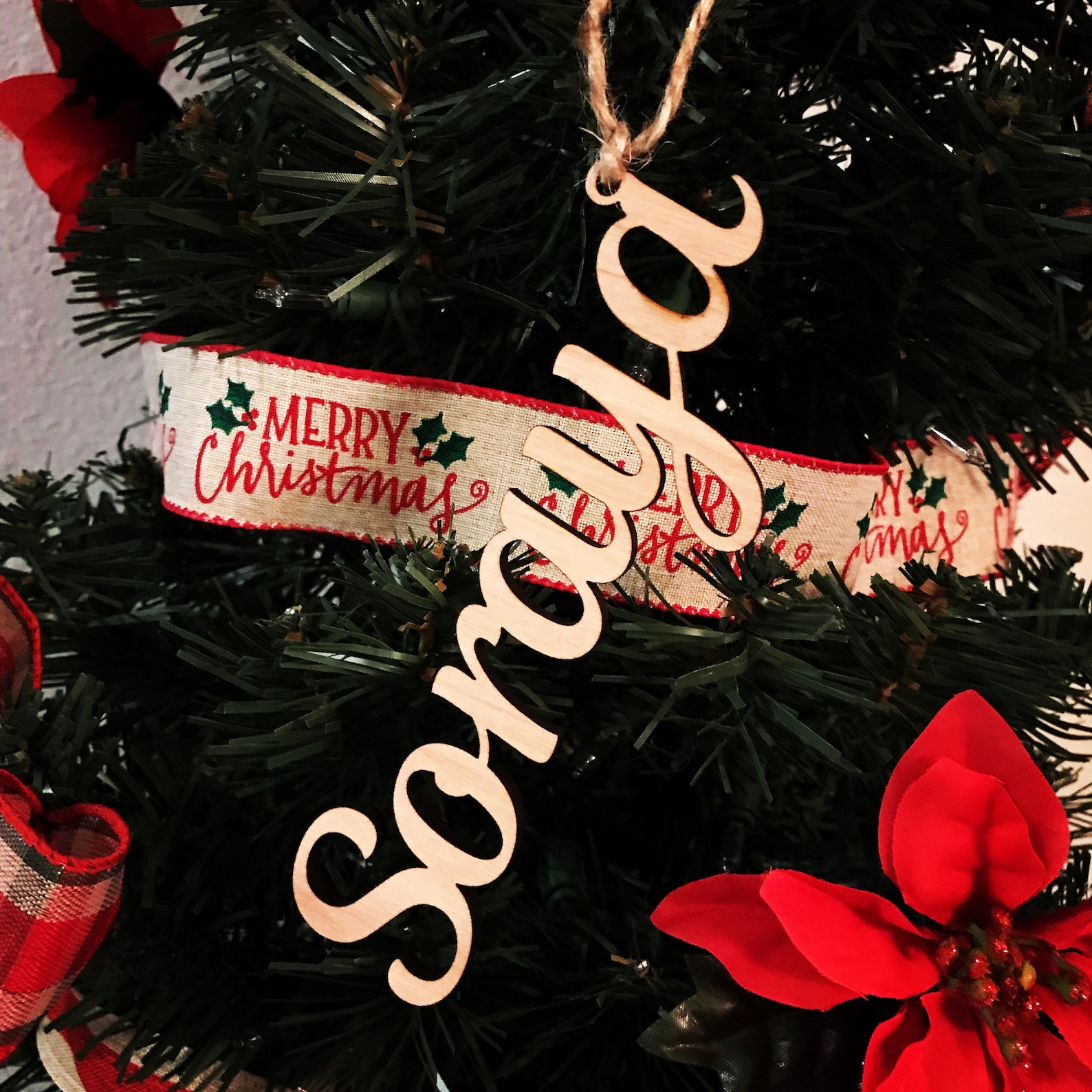 Wood Name Ornament, Personalized Name Ornament, Ornaments, Wood ...