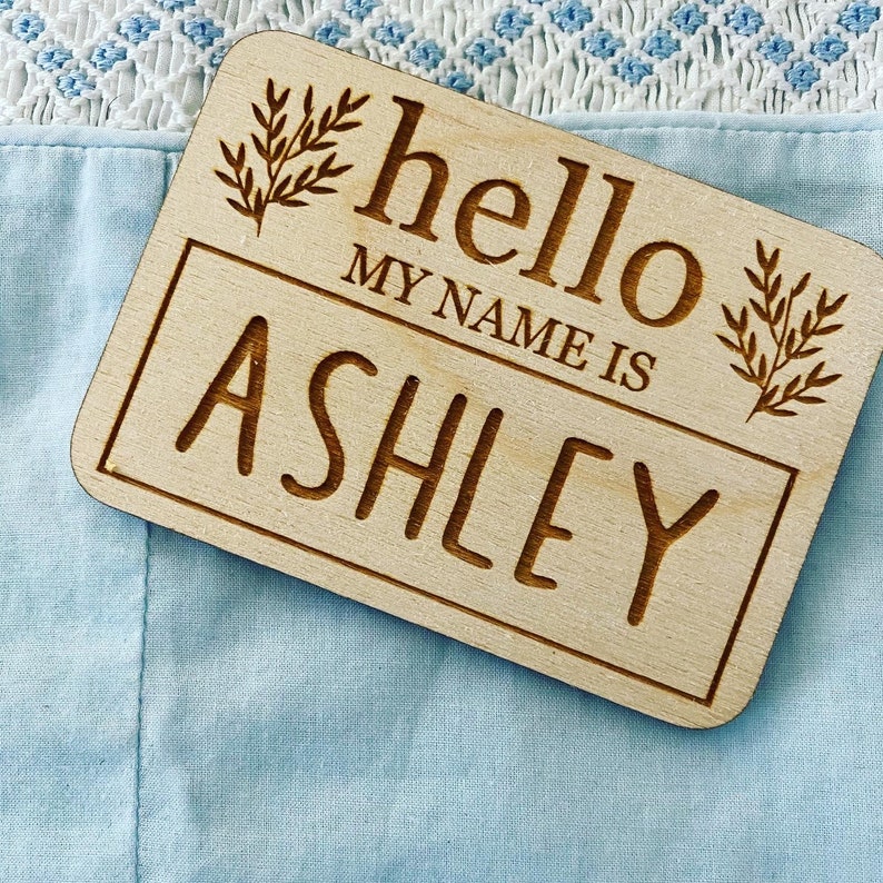 Hello Name Tag Photo Prop Name Tag Wood Name Tag Birth - Etsy