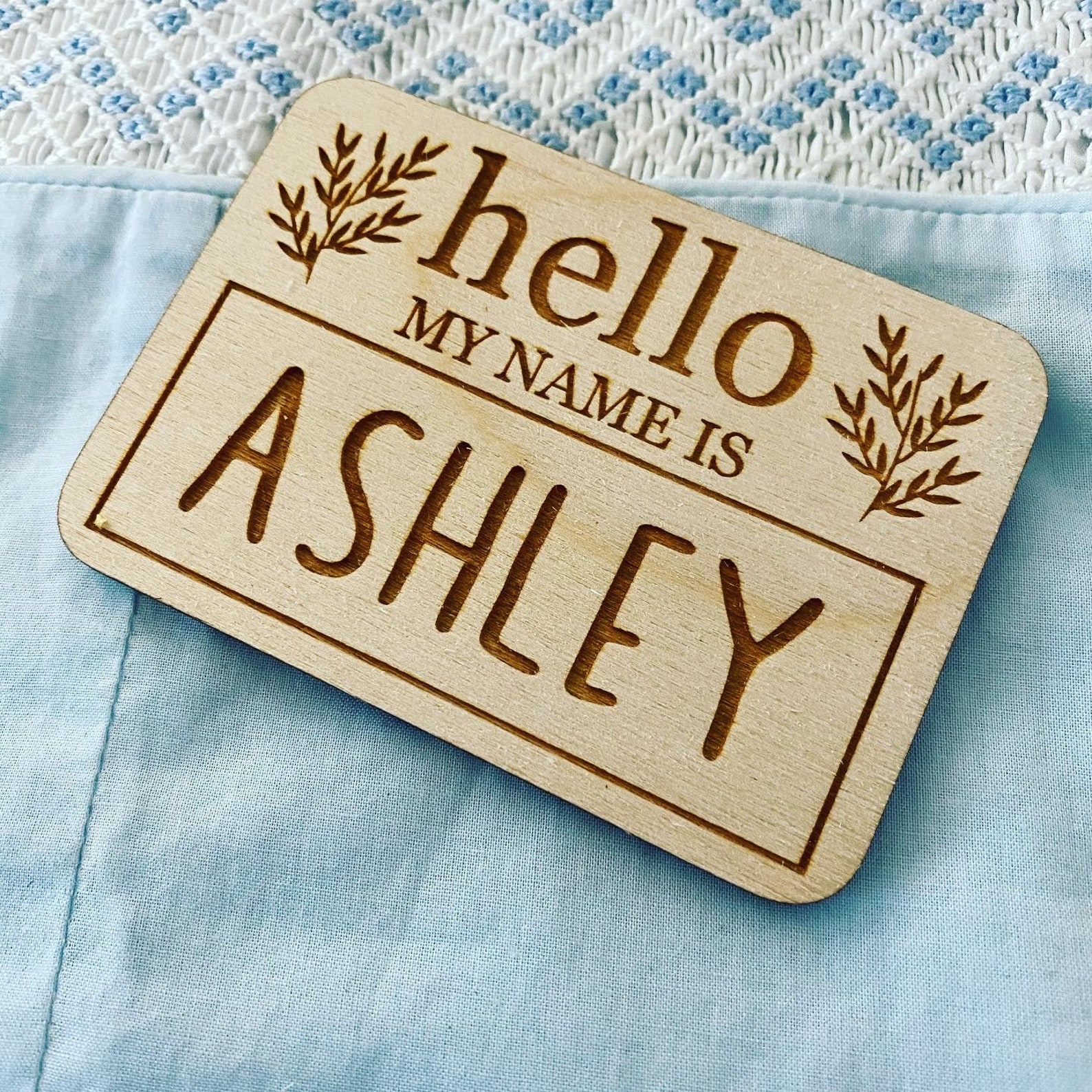 Hello Name Tag Photo Prop Name Tag Wood Name Tag Birth - Etsy