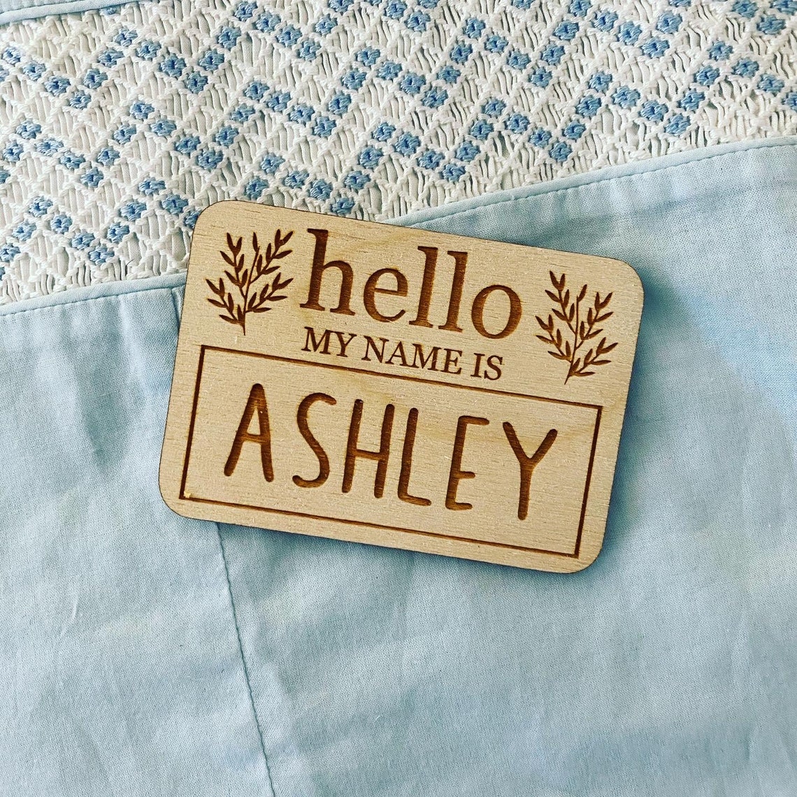 Hello Name Tag Photo Prop Name Tag Wood Name Tag Birth - Etsy