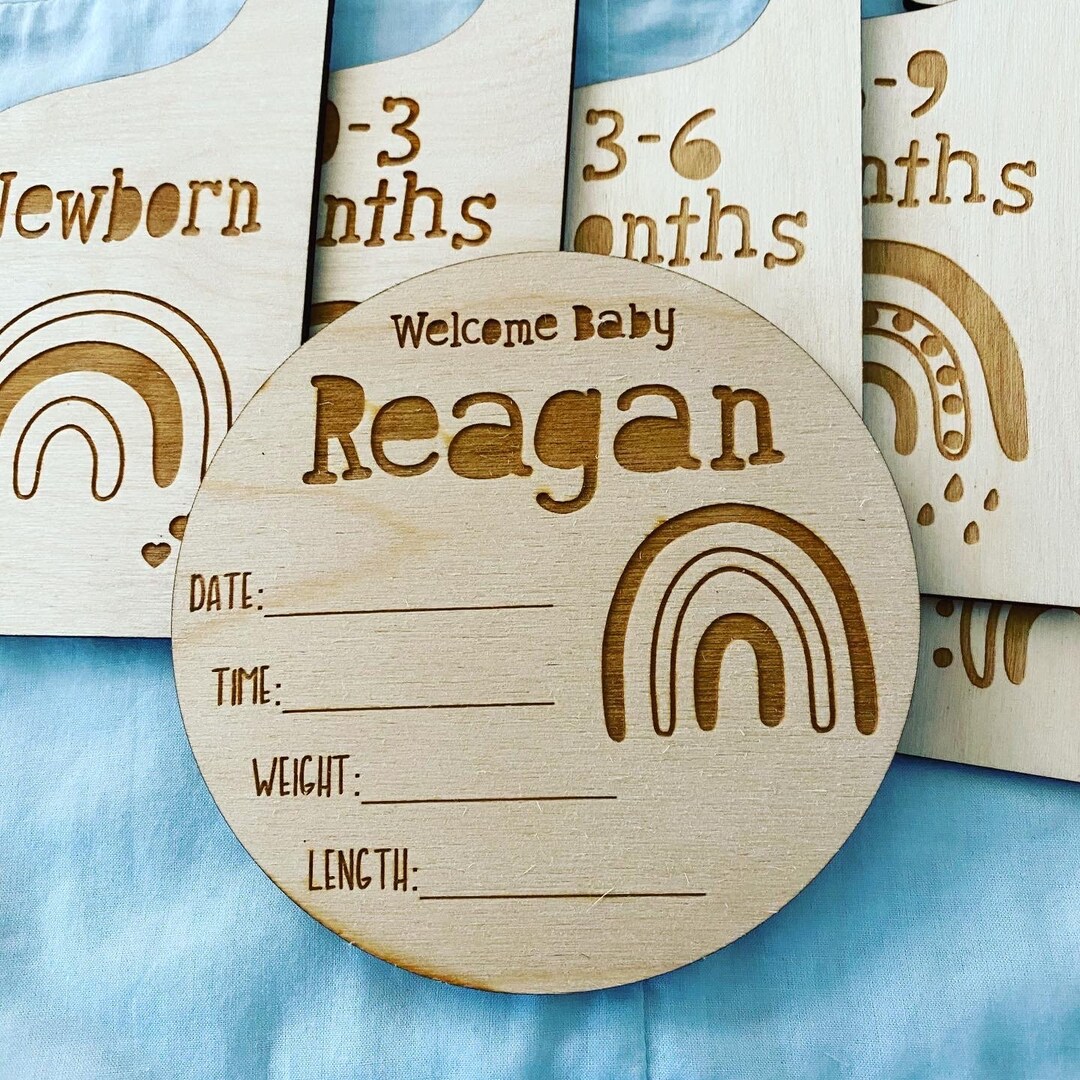 Rainbow Birth Announcement Sign, Birth Announcement, Rainbow Themed ...