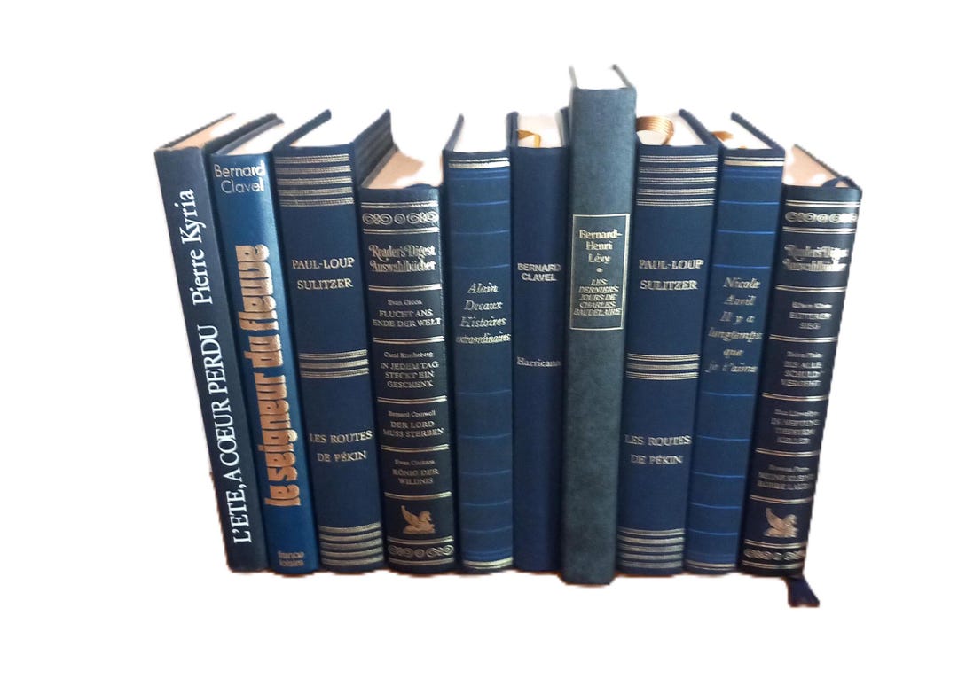 Stack of 5 Vintage Blue Books for Library Decor - Etsy