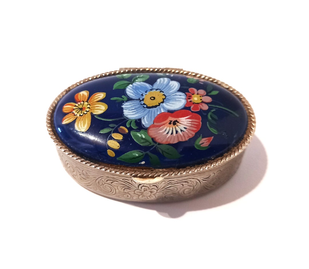 Blue Oval Pill Box - Etsy