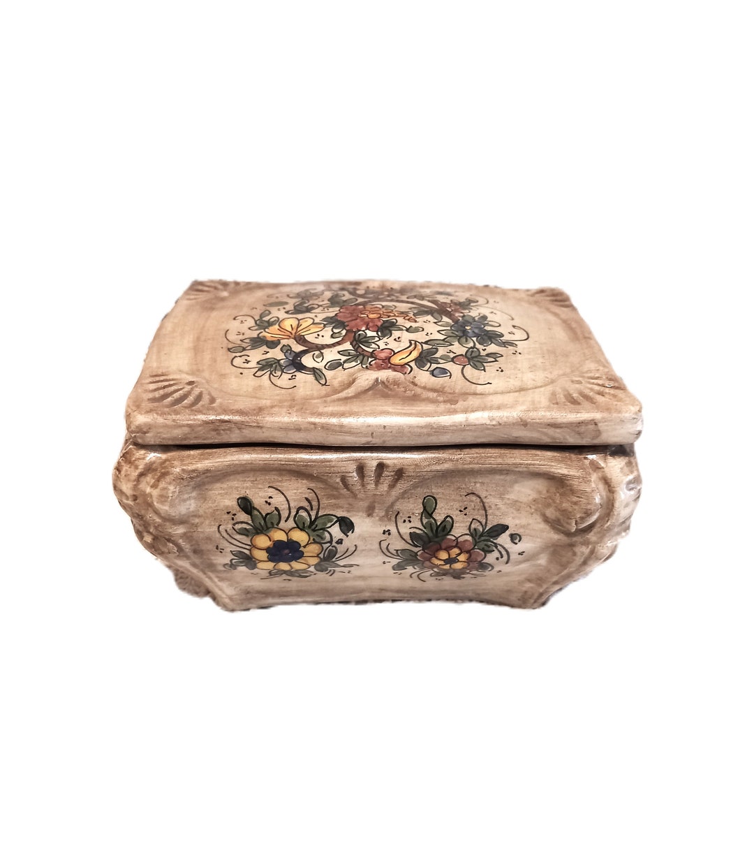 Italian Earthenware Box Signed O.frillici / Gualdo / Hand-painted ...