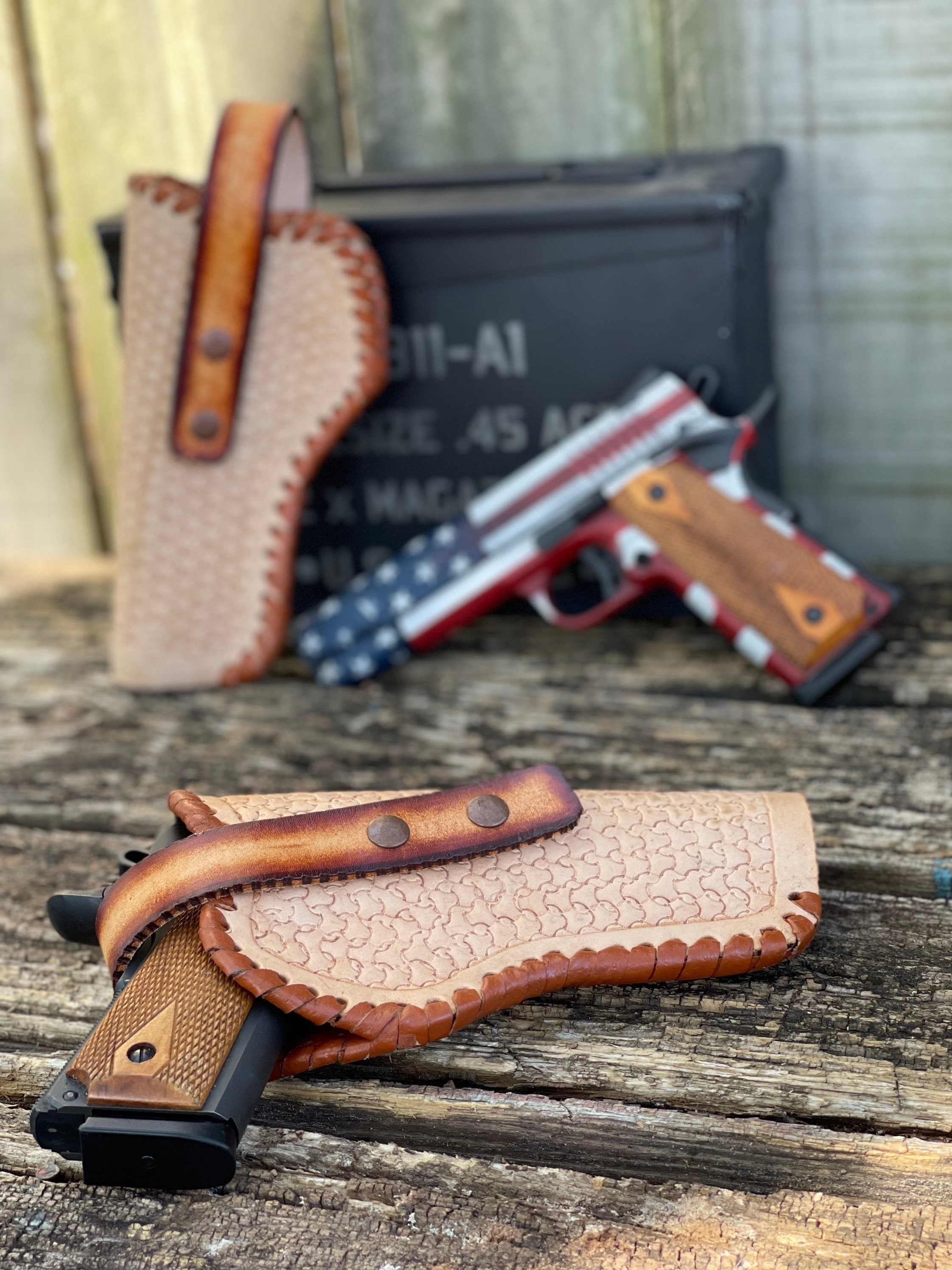 Handtooled Colt 1911 Holster Full Grain Leather Holster With - Etsy