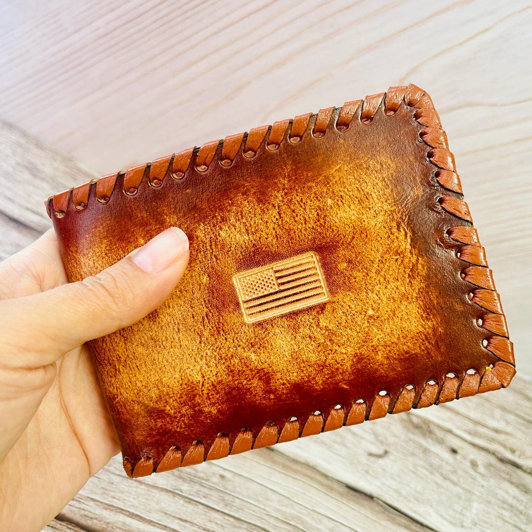 Patriotic Leather Bifold Wallet, Personalized Leather Wallet With ...