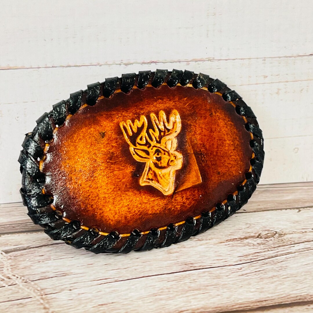 Hand Tooled Leather Belt Buckle – Deer Head, Western Style - Etsy