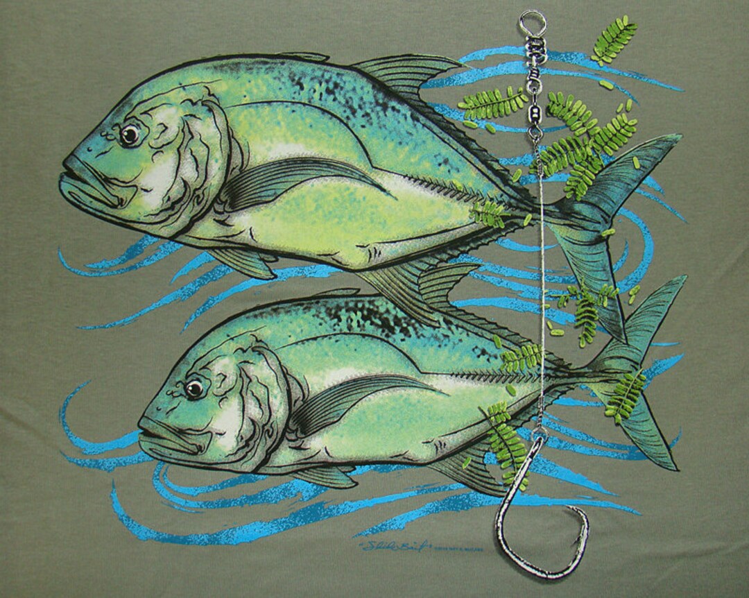 Slide Bait T-shirt, Ulua Fishing Shirt, Fish Design, Hawaiian Fish ...