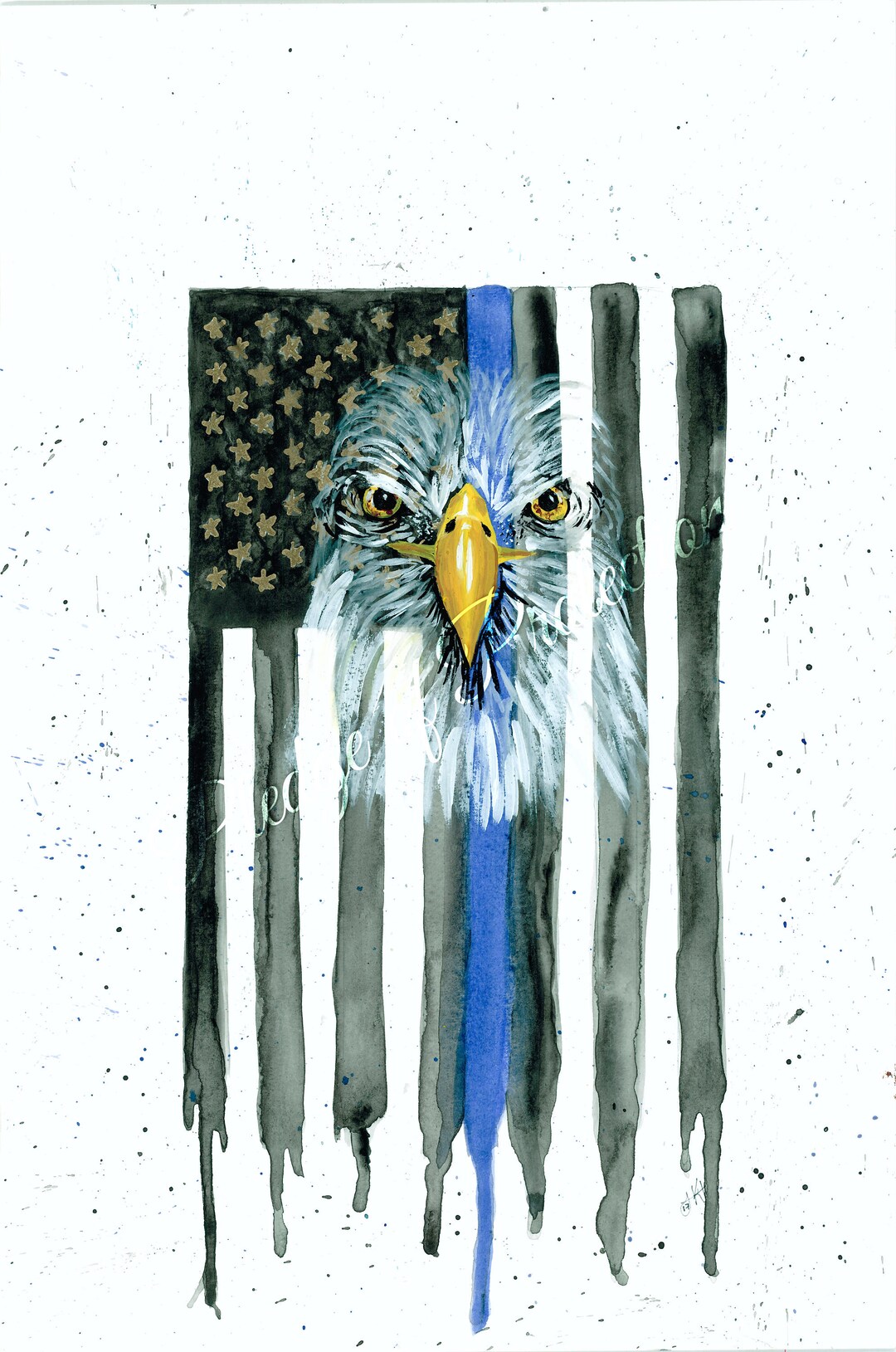Thin Blue Line Eagle Print - Etsy